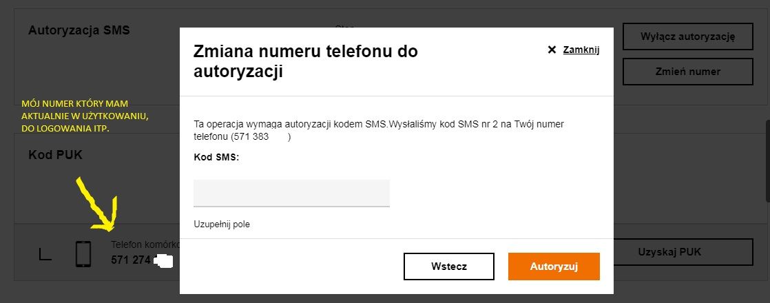 zmiana numeru kontaktowego dzięki usłudze - problem - Nasz Orange