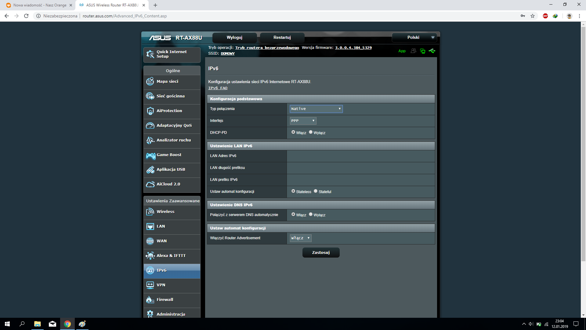 IPV6 router ASUS - Nasz Orange