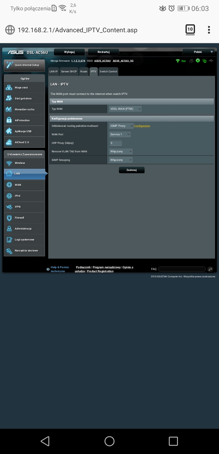 Orange IPTV i Asus DSL-AC52U - Nasz Orange - 33038