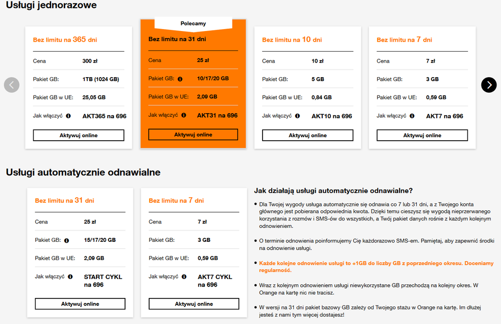 Rozwiązano: Rozmowy i SMSy bez limitu + GB - jak to działa w roamingu - Nasz Orange - 62245