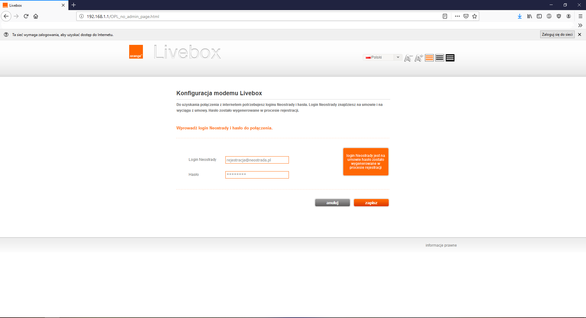 Livebox 2.0 Panel admina - Nasz Orange - 139805