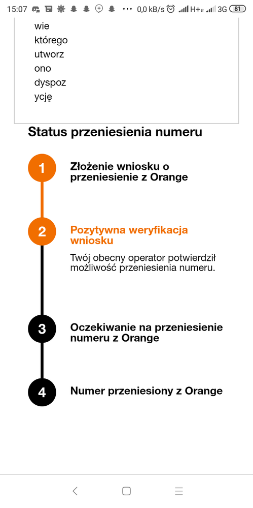 Status przeniesienia numeru w Mój Orange - błędna migracja - Nasz Orange - 140980