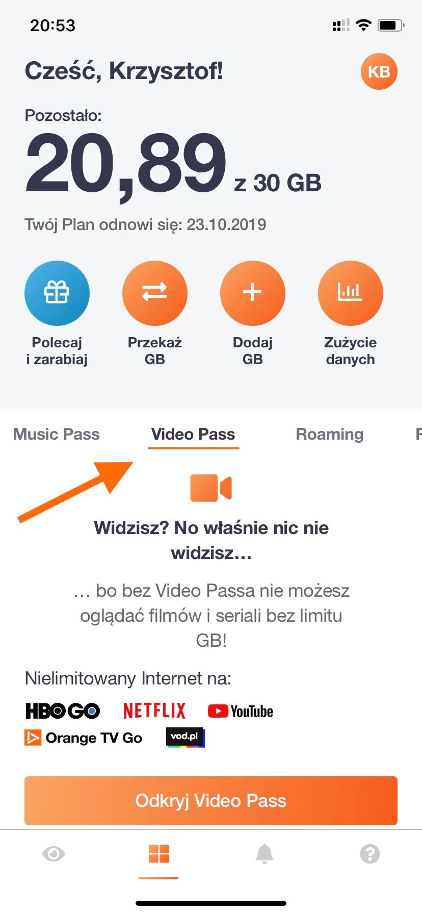 Sprawdzam Video Pass w Orange Flex - Nasz Orange - 158669