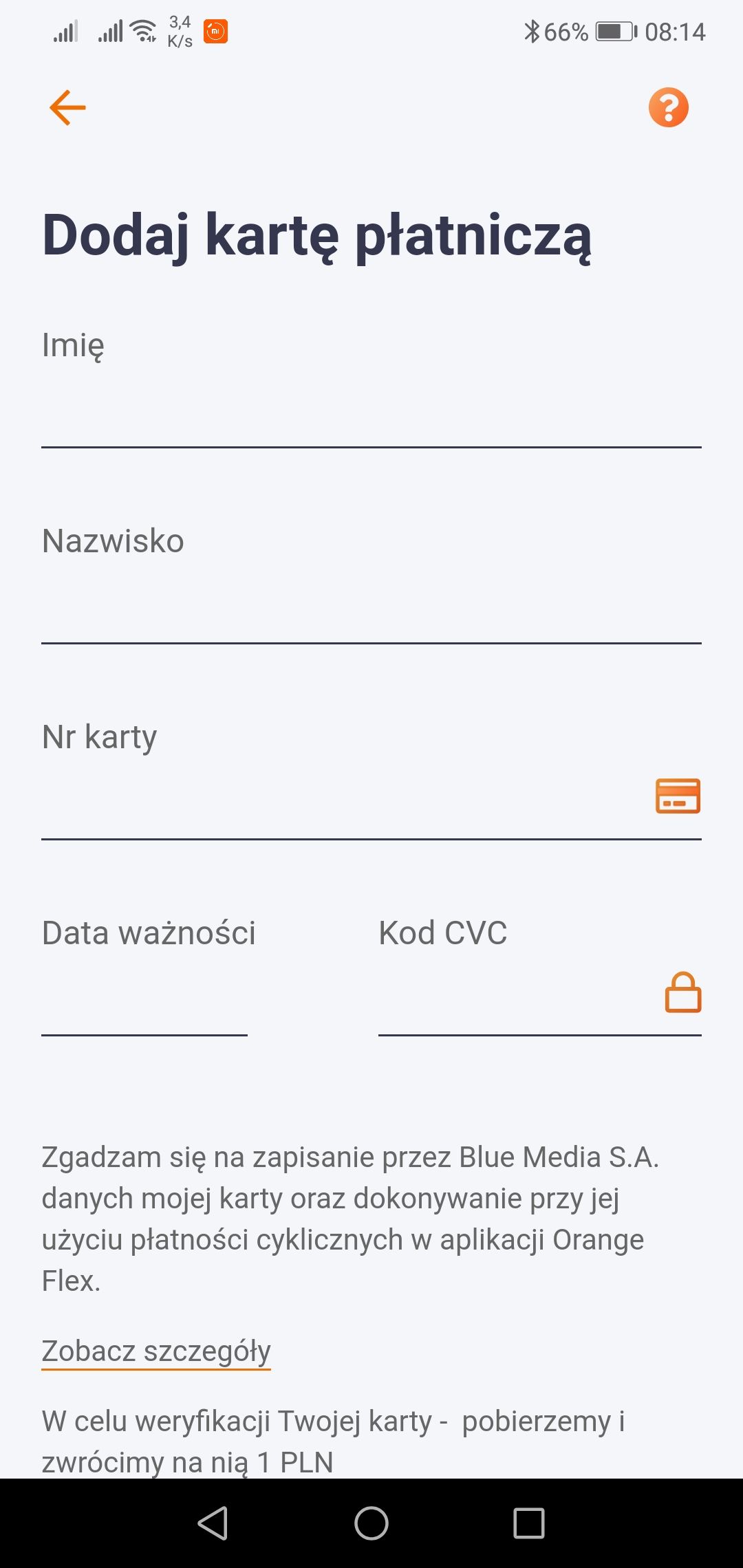 Zmiana karty do płatności w aplikacji - Orange Flex - Nasz Orange - 159038