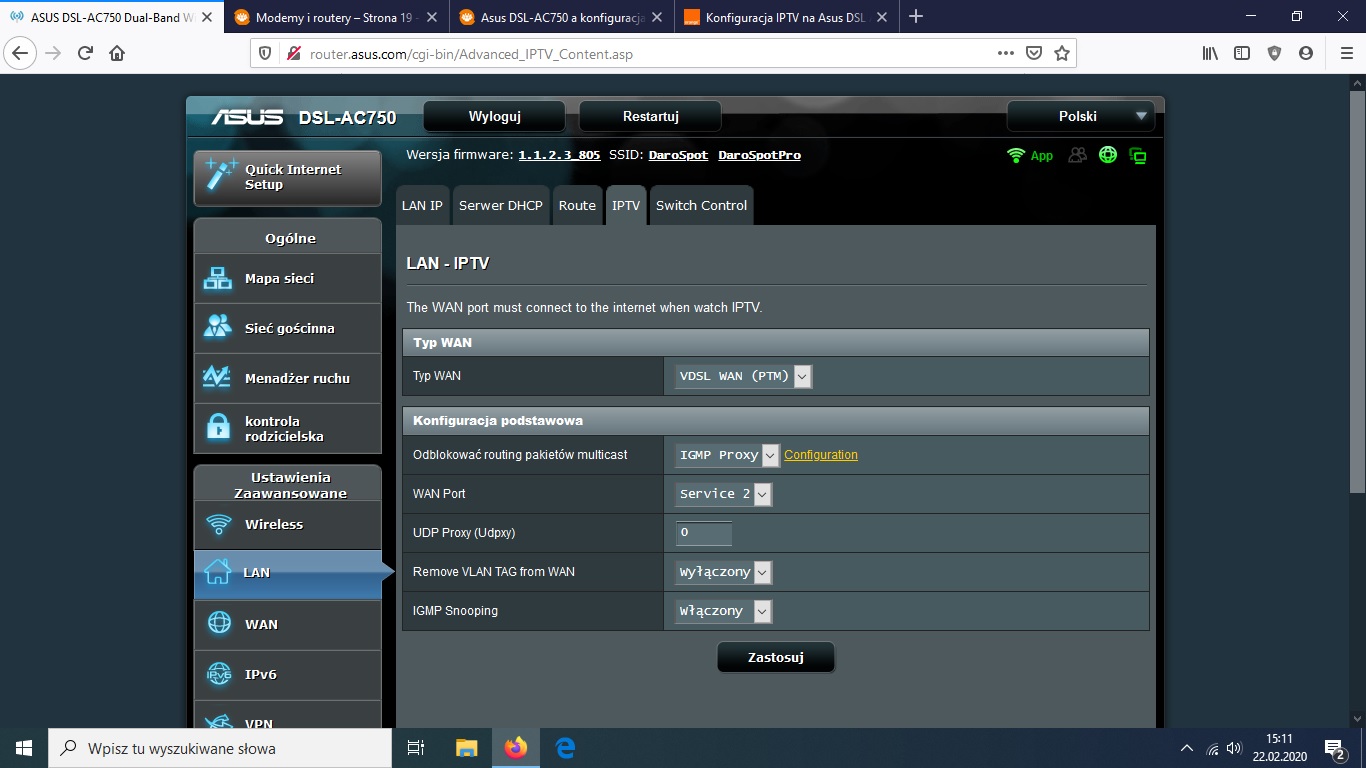 Asus DSL-AC750 a konfiguracja IPTV (wifi) - Nasz Orange - 191708