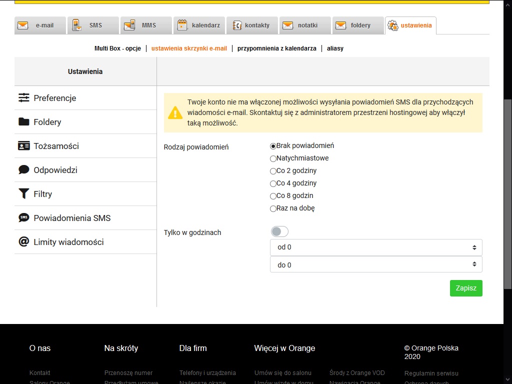 Powiadownienie SMS w Multibox o nowej poczcie - Nasz Orange - 224215