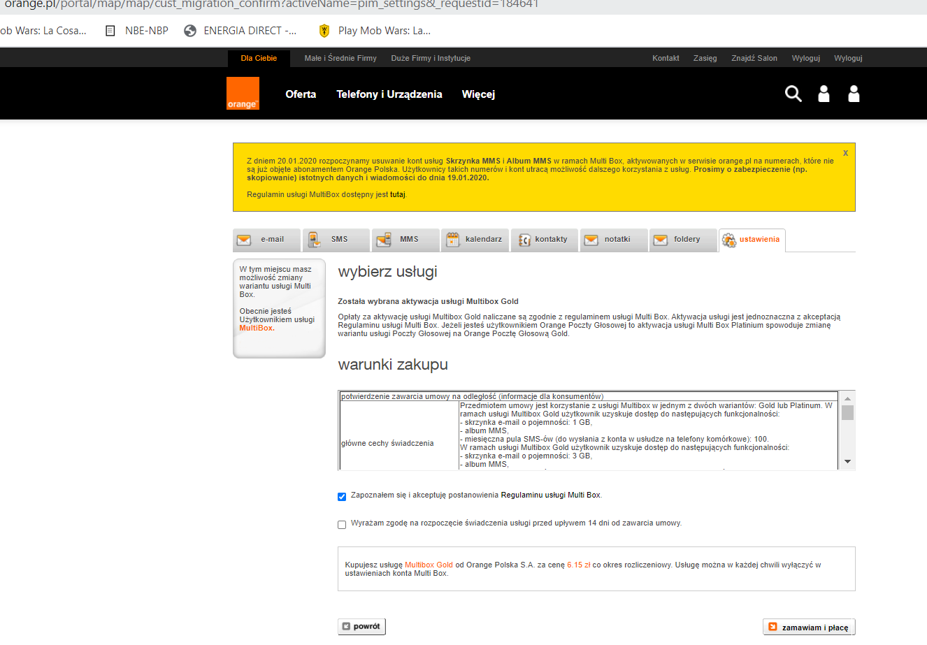 Multibox - loguję się przy pomocy @, ale nie moge aktywować poczty ...
