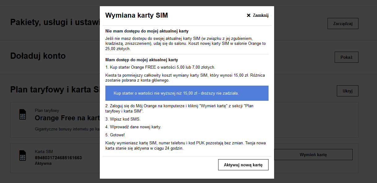 Rozwiązano: Wymiana starej karty – Strona 3 - Nasz Orange