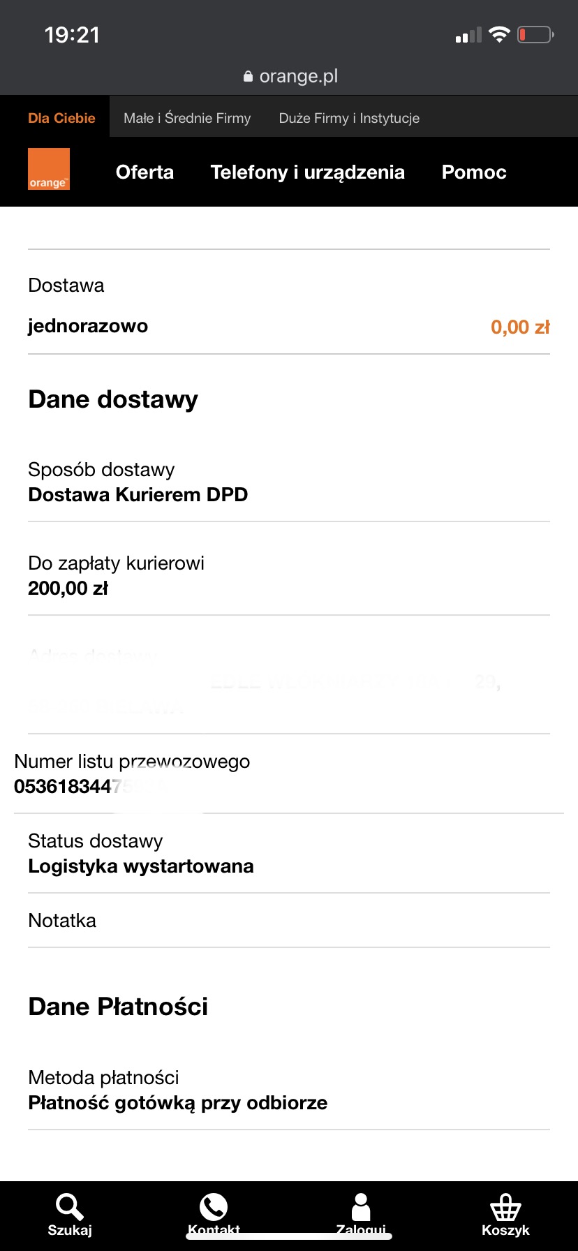 Rozwiązano: Status mojego zamówienia - Nasz Orange - 252998