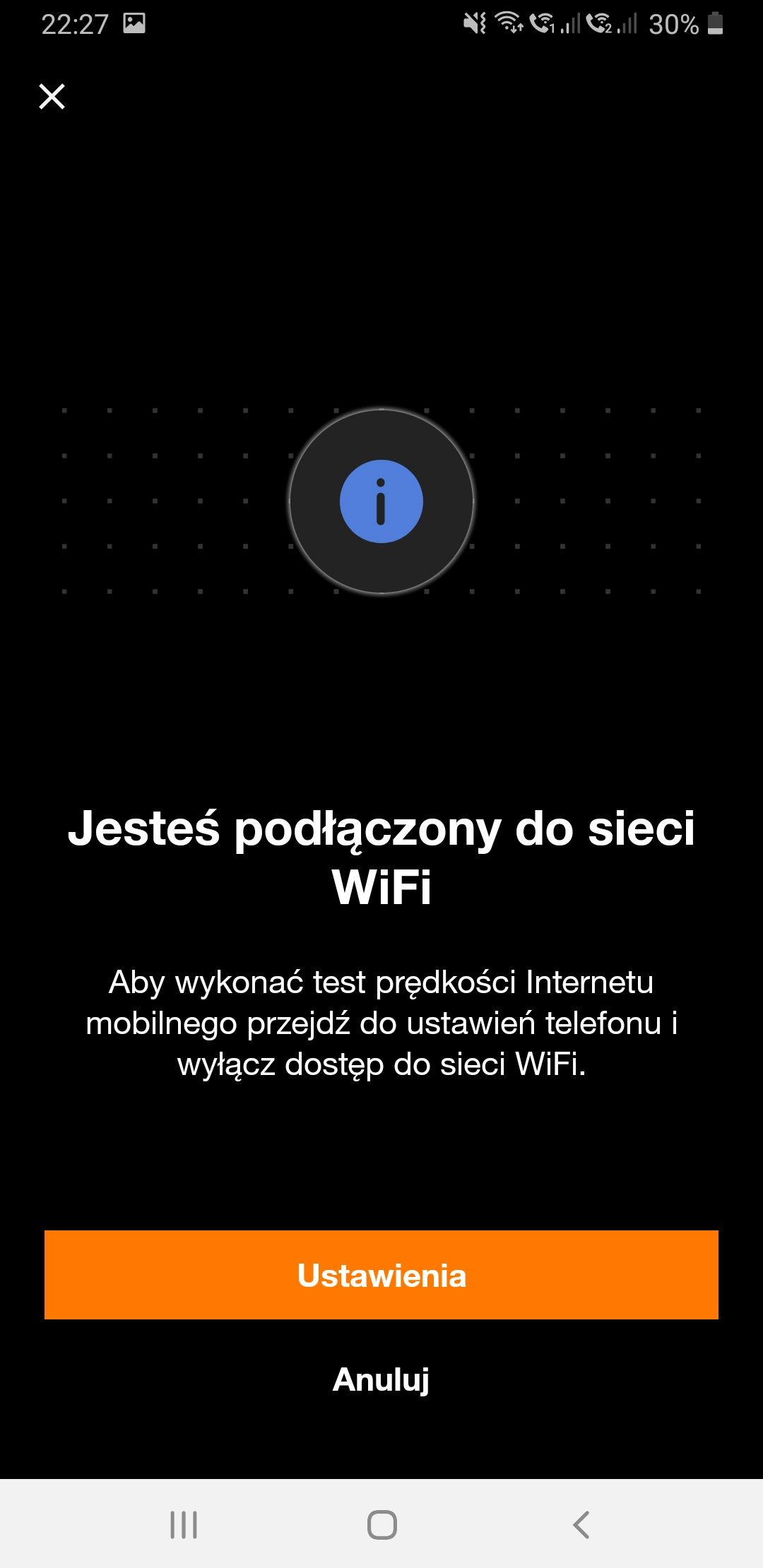 Speedtest w aplikacji Mój Orange