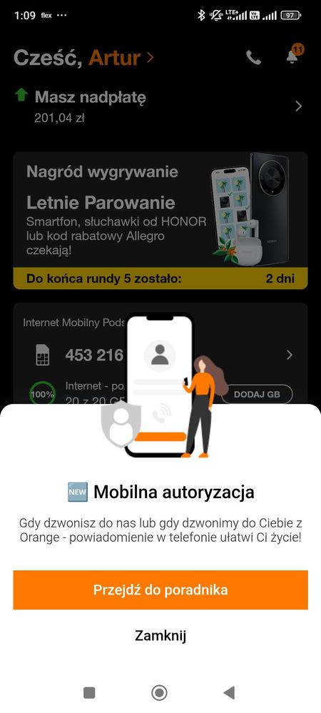 Rozwiązano: Weryfikacja w apce Mój Orange - Nasz Orange - 405819