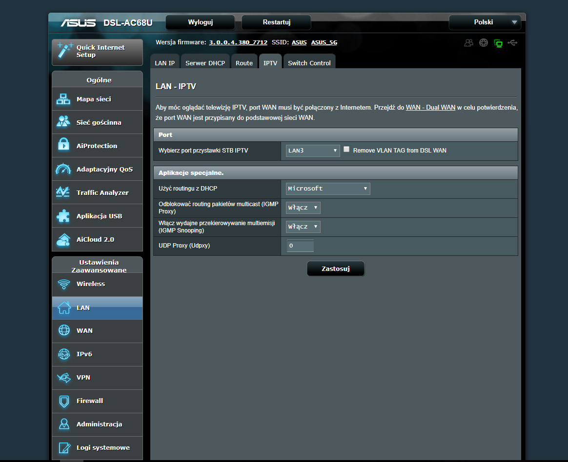 Asus dsl-ac68u i IPTV konfiguracja? - Nasz Orange - 44904