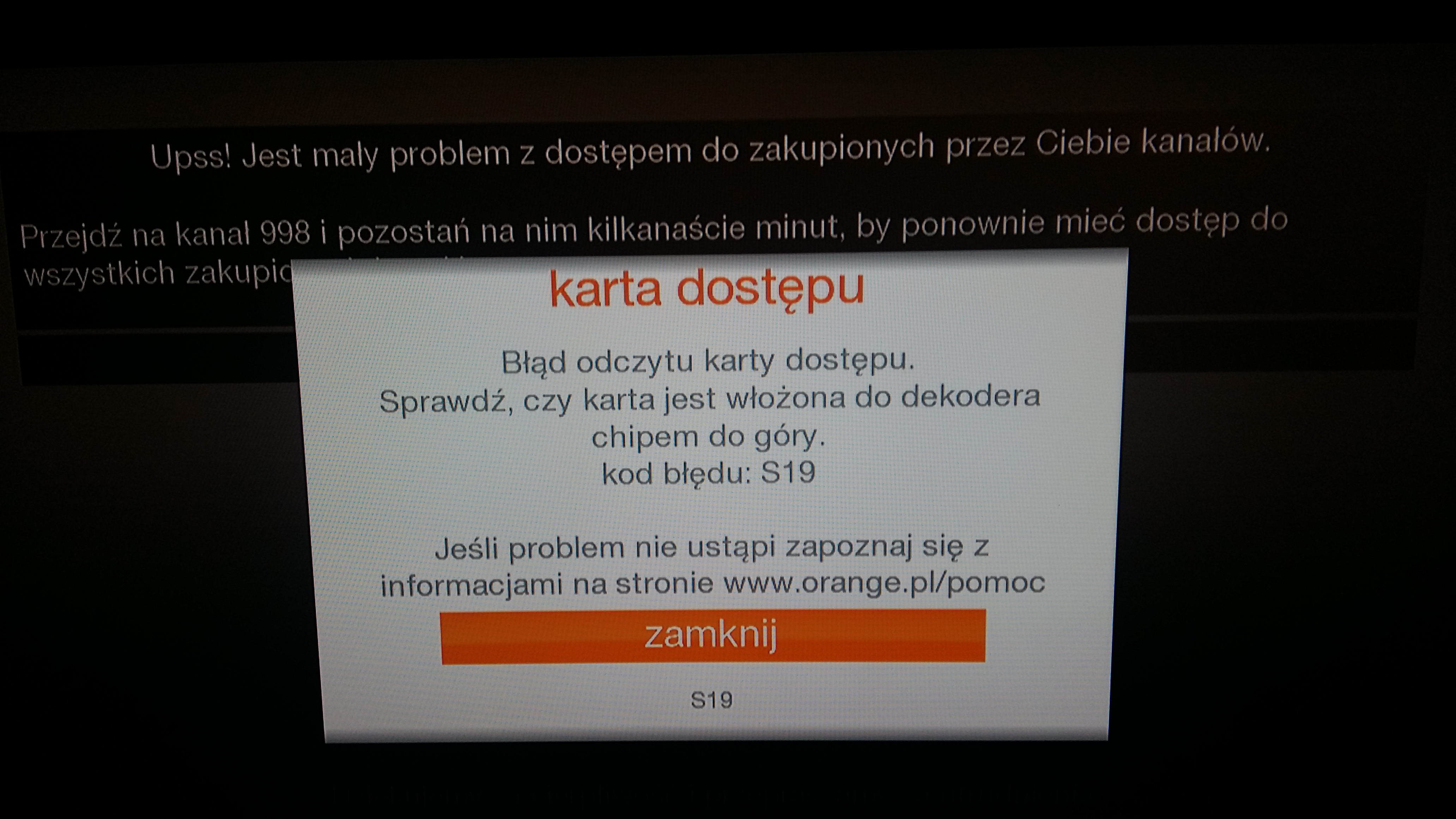 Blad odczytu karty dostepu - Nasz Orange